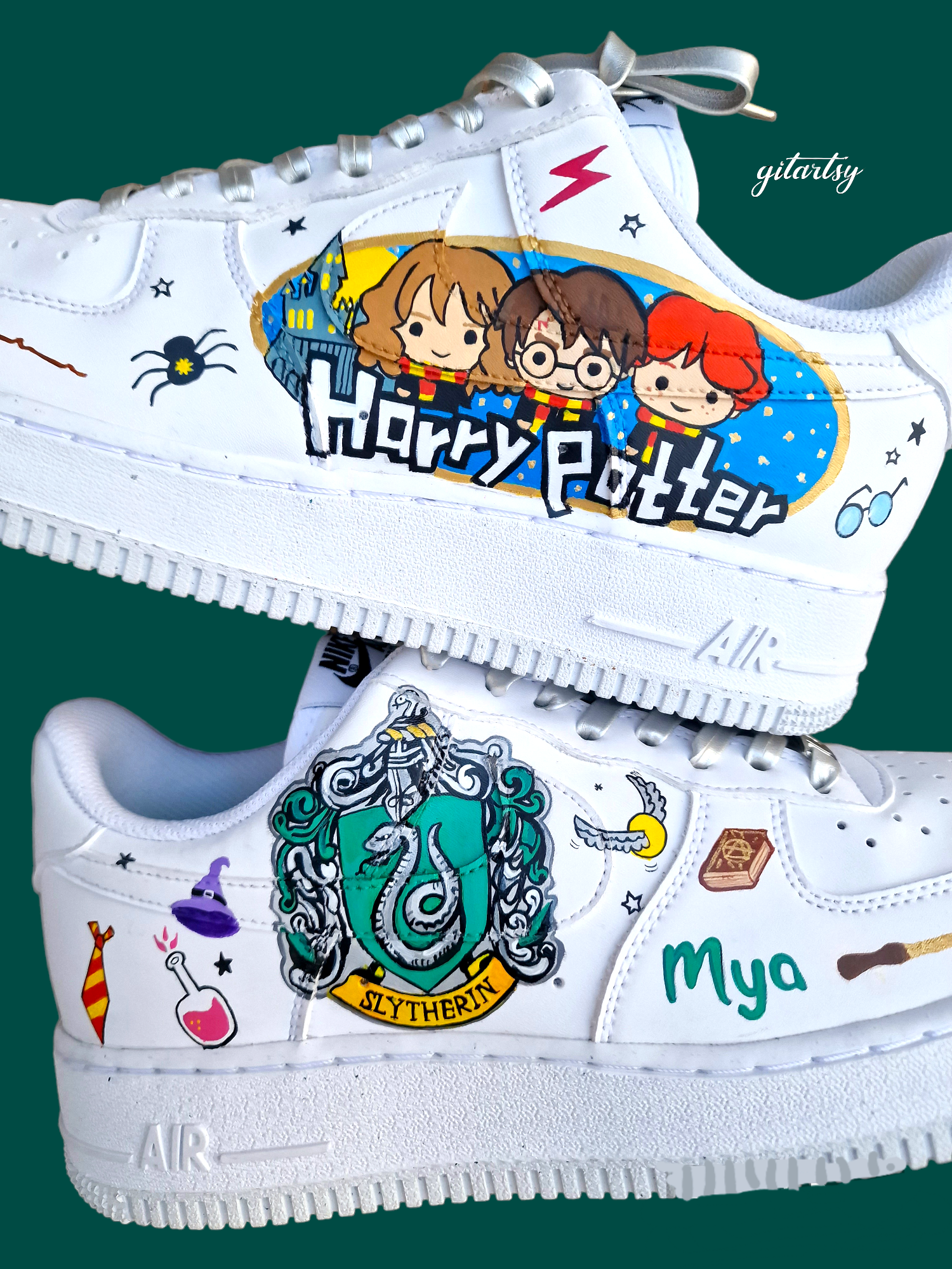 Custom Harry Potter Nike AF1 Sneakers – Slytherin & Portraits | Gitartsy